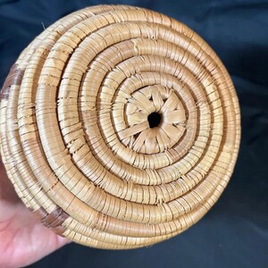 Hand Woven Coiled Straw Sweet Grass Basket W/ Lid Coil Basket ...