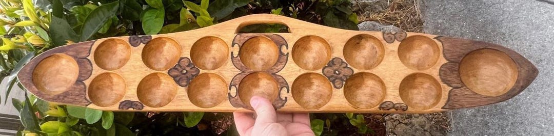 Large 27" Long Traditional Sungka Wood Wooden Board Game Philippines ...