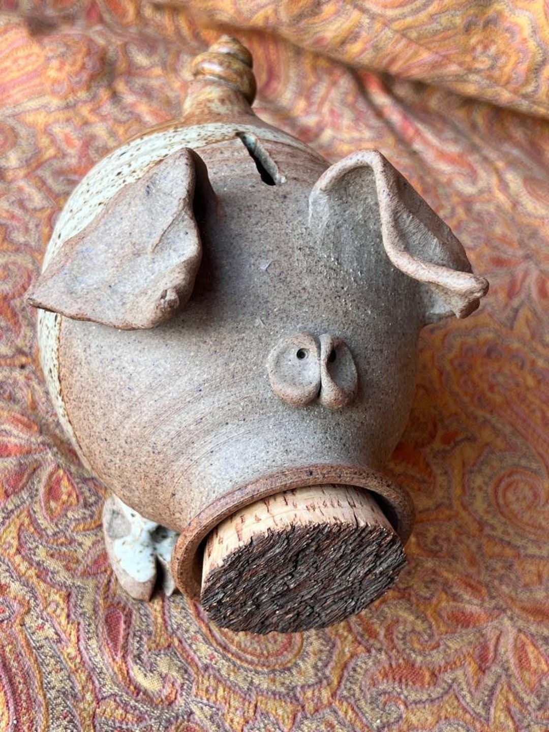 Vintage Art Pottery Stoneware Figural Piggy Bank Still Bank Handmade ...