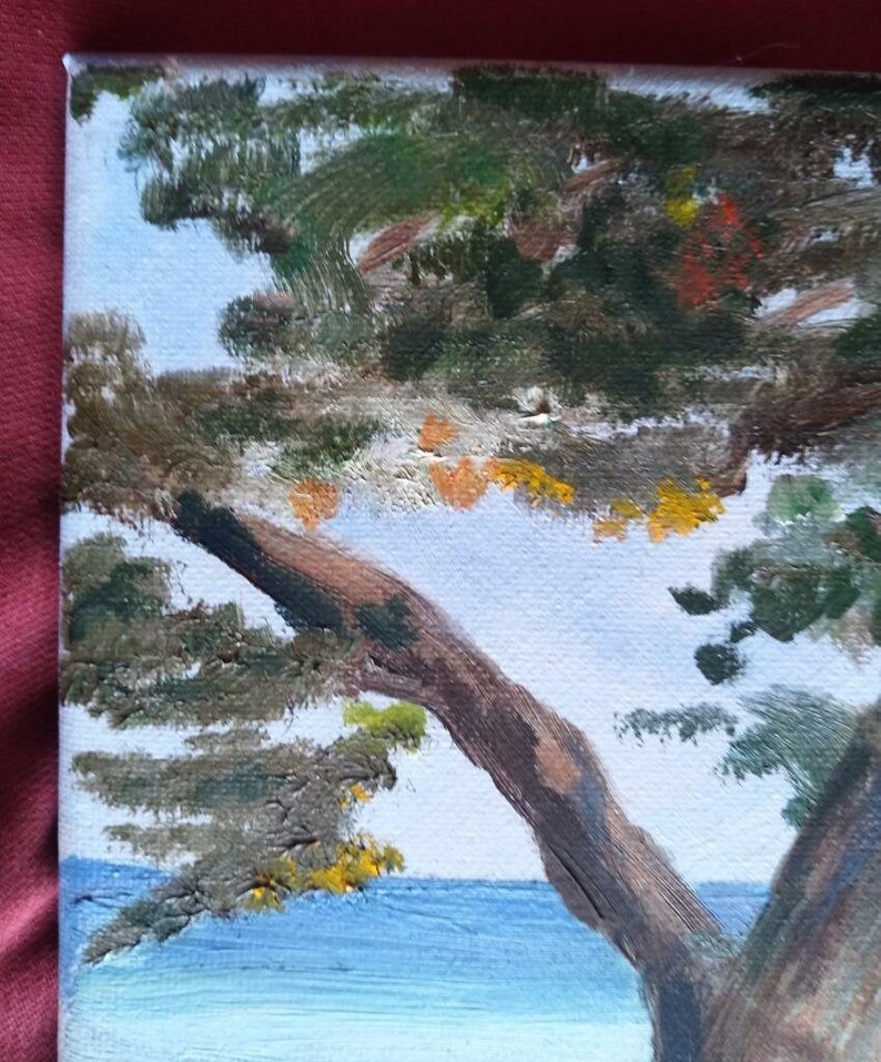 Oil Painting Ocean Trees Nautical Coastal Landscape Signed Art - Etsy