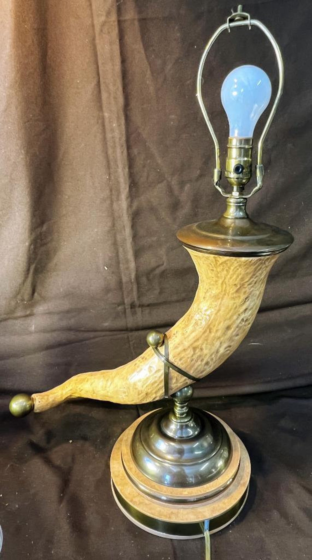Vintage Brass Figural Ram Horn Lamp Light Hart and & Associates ...