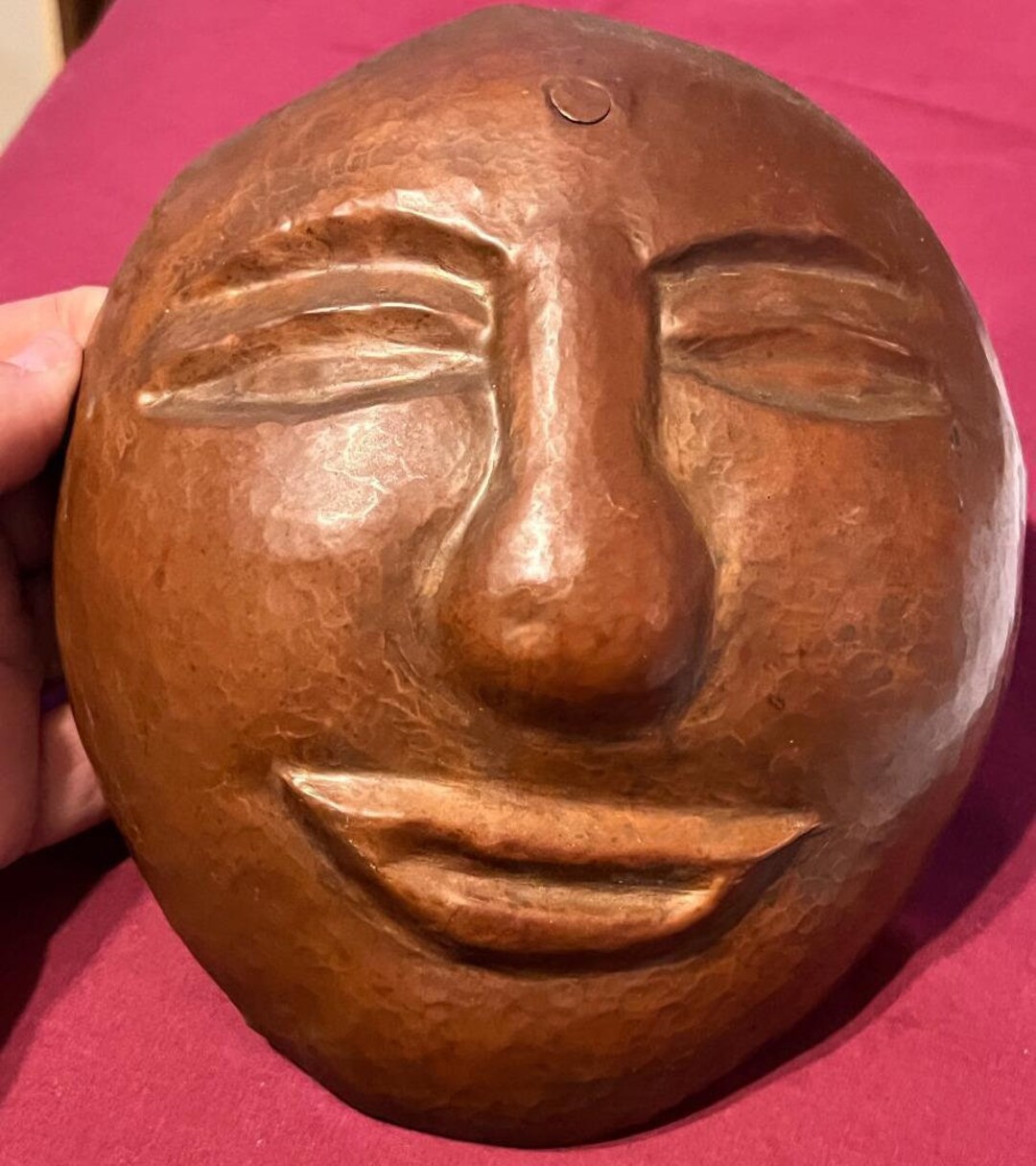 Vintage Hand Hammered Metal Copper Face Mask Plaque Mexican - Etsy
