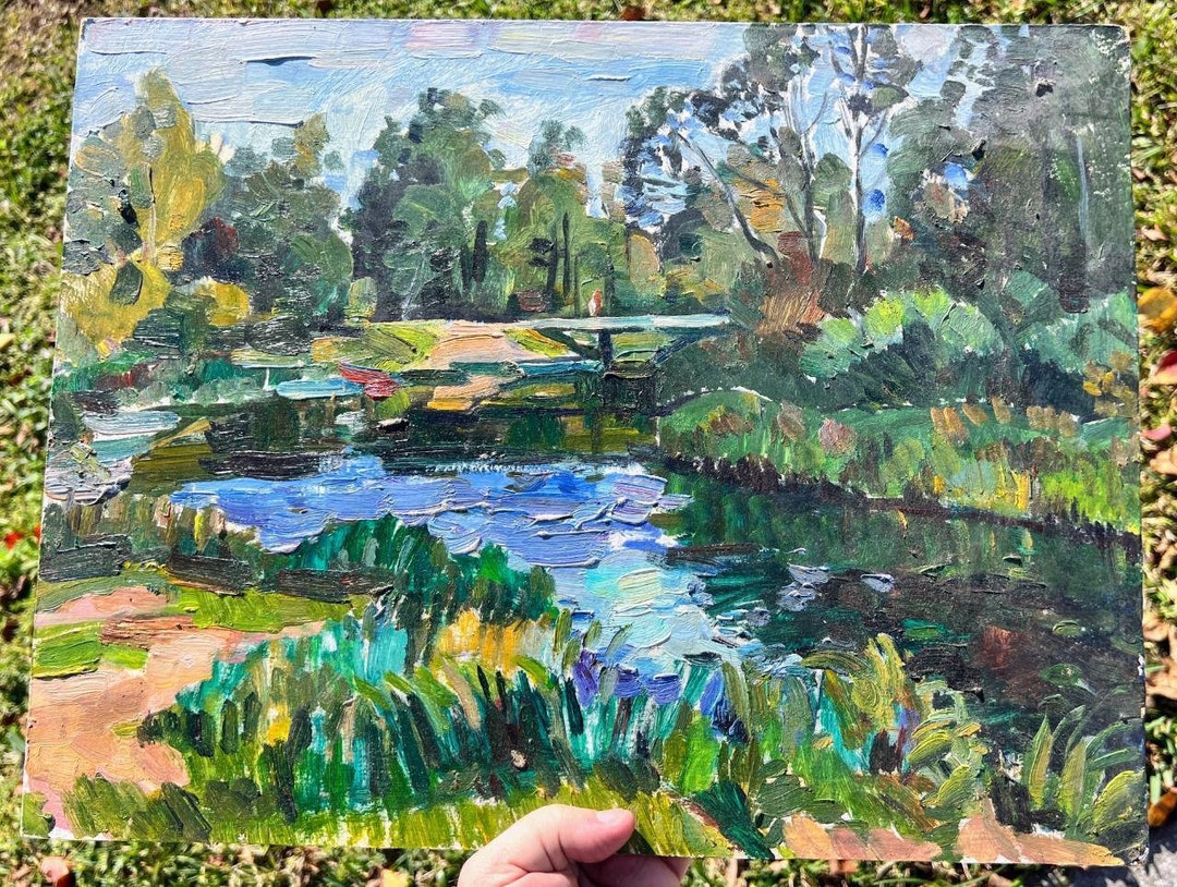 Vintage Old Russian Trees Expressionist Landscape Oil Painting Larisa ...