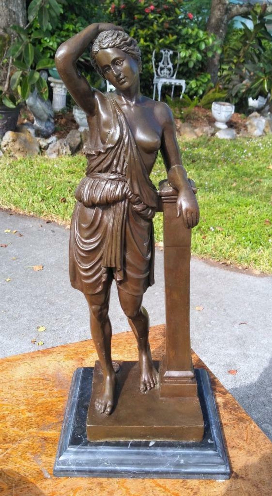 Bronze Metal Statue Art Metal Sculpture Woman Lady Female Marble Base R ...