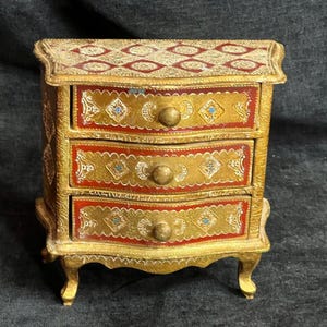 Mid Century Vintage Florentine Wood Jewelry Box Italian Furniture Chest ...