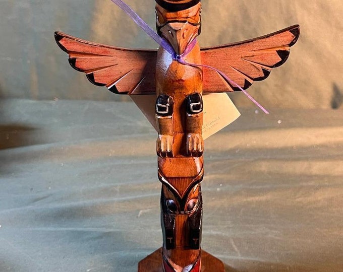 Hand Carved Alaska Black Diamond Native American Indian Totem Pole Wood ...