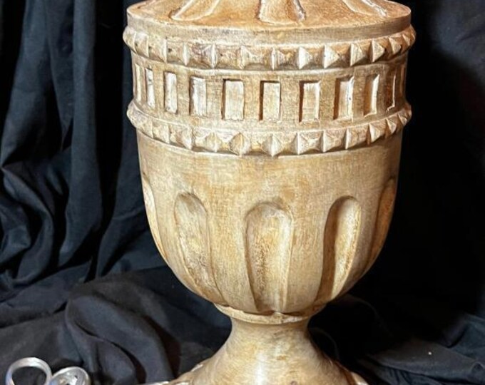 Decorator Carved Wood Urn Shaped Table Lamp Light Wooden - Etsy