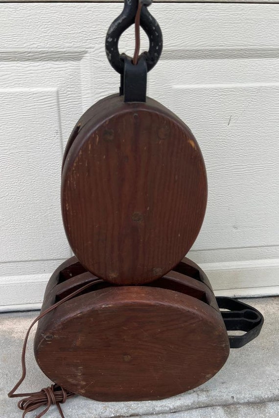 Old Wood Nautical Ships Pulleys Block & Tackle Lamp Light - Etsy