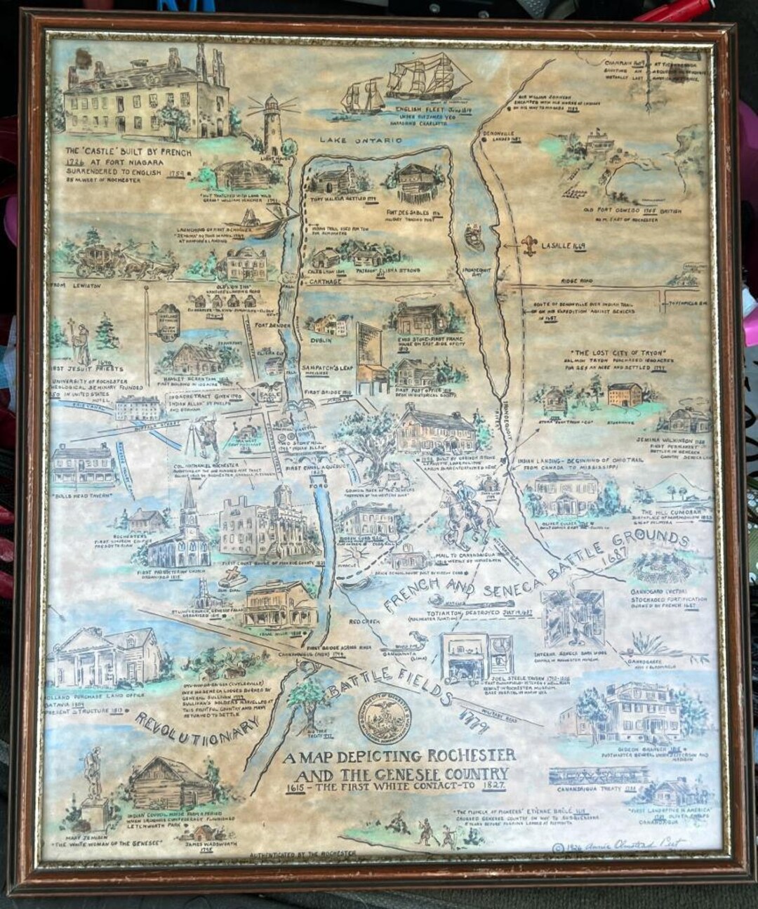 Annie Olmstead Peet Pictorial Map Depicting Rochester NY and the ...