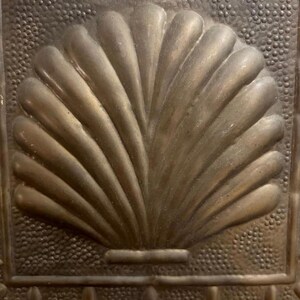 Decorative Seashell Fleur De Lis Sea Shell Brass Embossed Square Wall ...