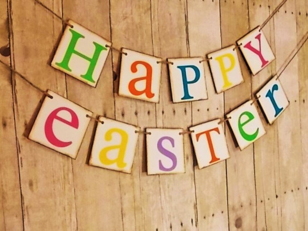 EASTER BANNER Happy Easter Spring, Garland, Happy Easter Decoration ...