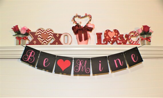 VALENTINES DAY BANNERS and Signs Be Mine Banner Happy | Etsy