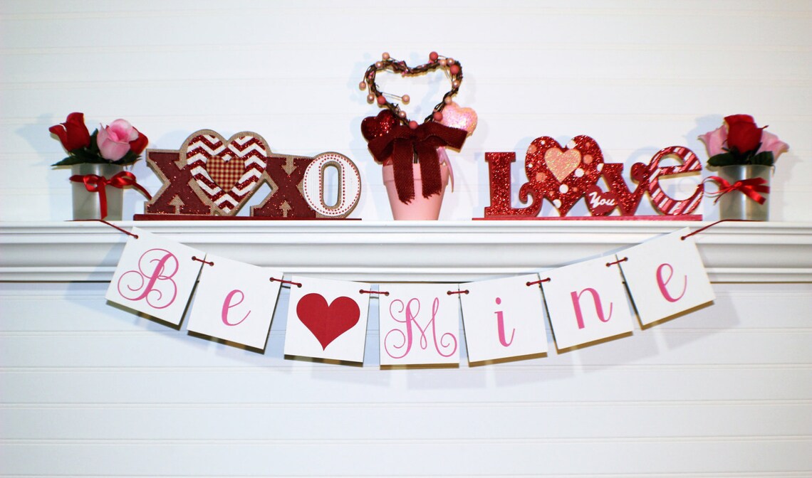 VALENTINES DAY Sign Home Decor Be Mine Banner Happy - Etsy
