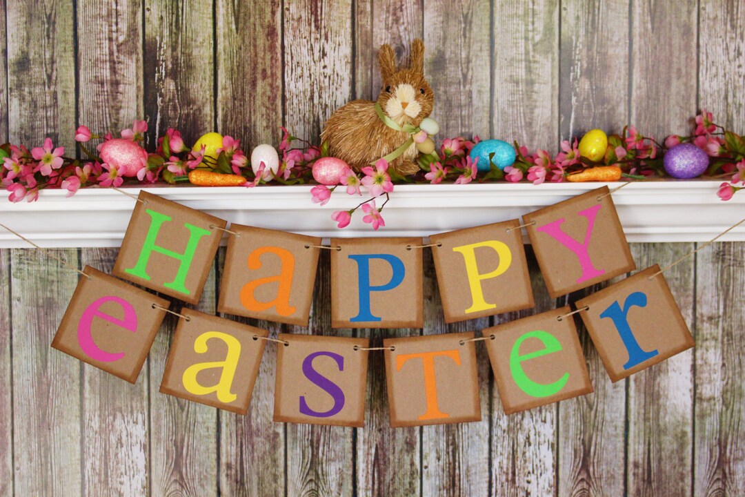 EASTER DECORATION Easter Banner Easter Garland Spring Home - Etsy
