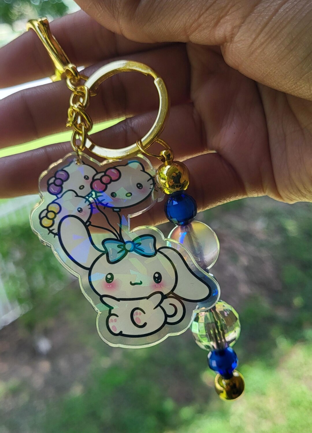 Holographic Acrylic Keychain: Beaded Kawaii Charm - Etsy