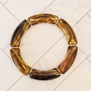 The Let's Linger Over Coffee Tortoise Acrylic Bangle Bracelet Stack in ...