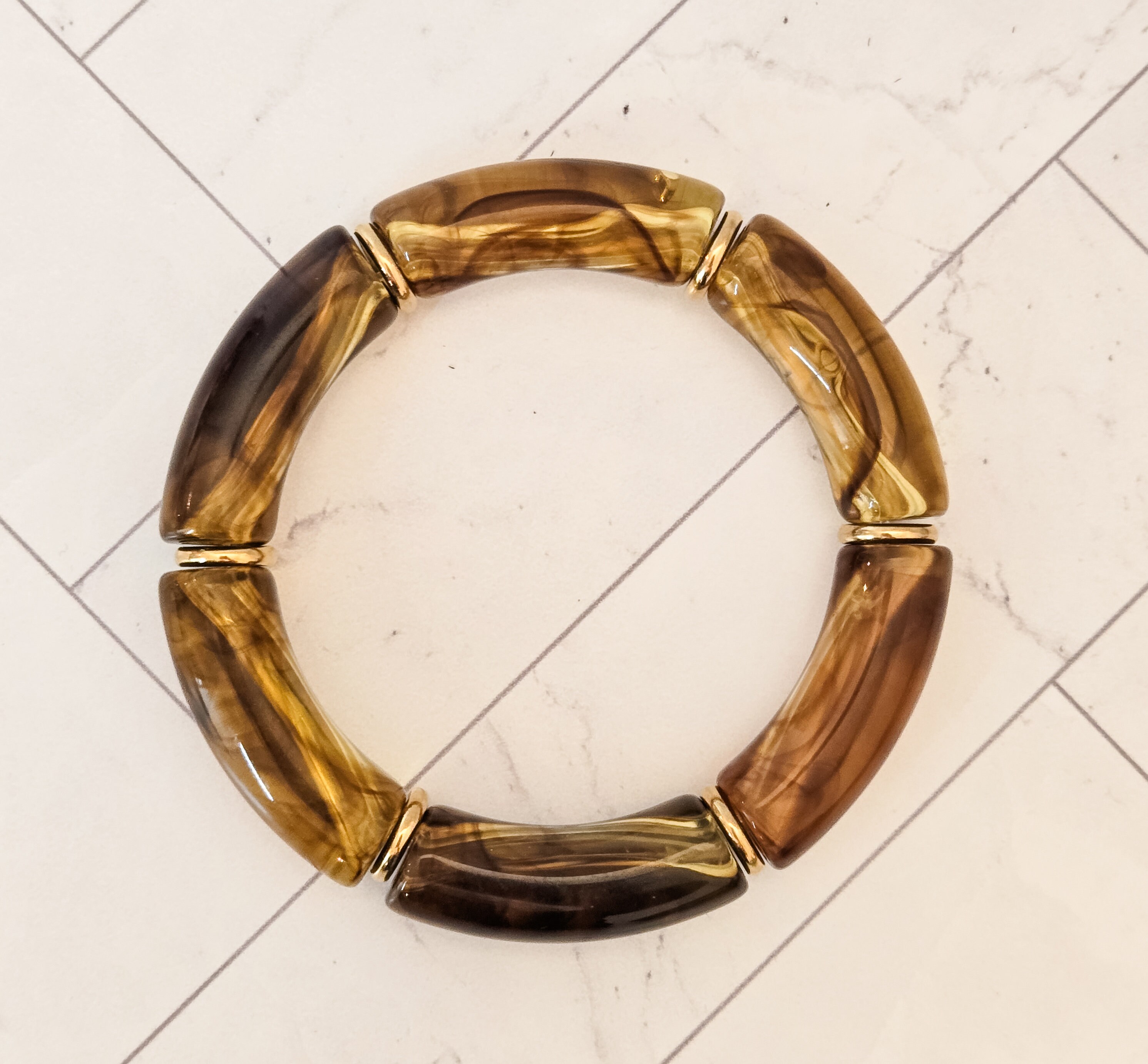 The Let's Linger Over Coffee Tortoise Acrylic Bangle Bracelet Stack in ...