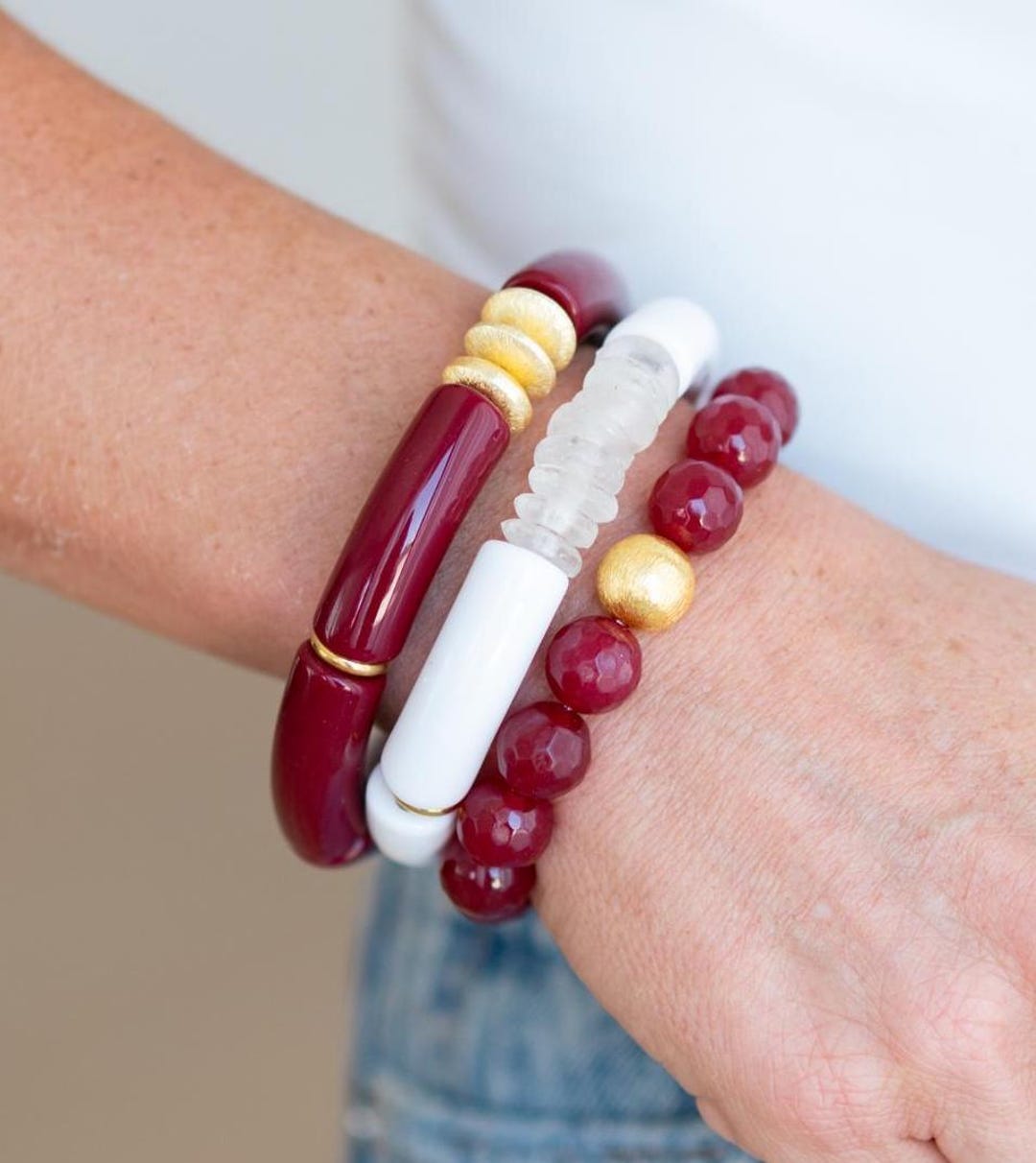 Bama Roll Tide L OU Boomer Sooner – Red White Clear Gameday Jewelry ...