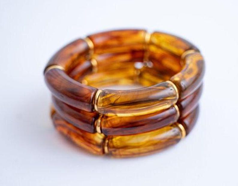 The Let's Linger Over Coffee Tortoise Acrylic Bangle Bracelet Stack (in ...