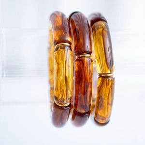 The Let's Linger Over Coffee Tortoise Acrylic Bangle Bracelet Stack (in ...