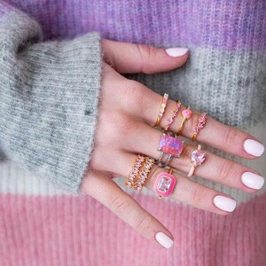 The Marnie Moonstone Statement Ring - Candy Kisses Pink - Etsy