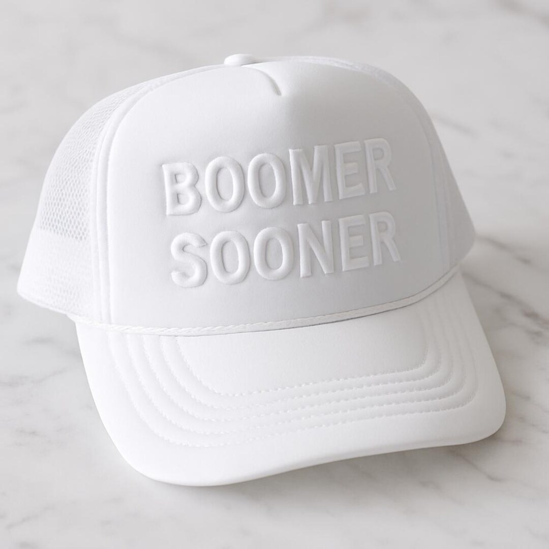 Boomer Sooner Hat – White Trucker Cap | Game Day Embroidered Baseball ...