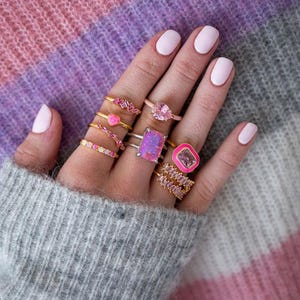 The Marnie Moonstone Statement Ring - Candy Kisses Pink - Etsy