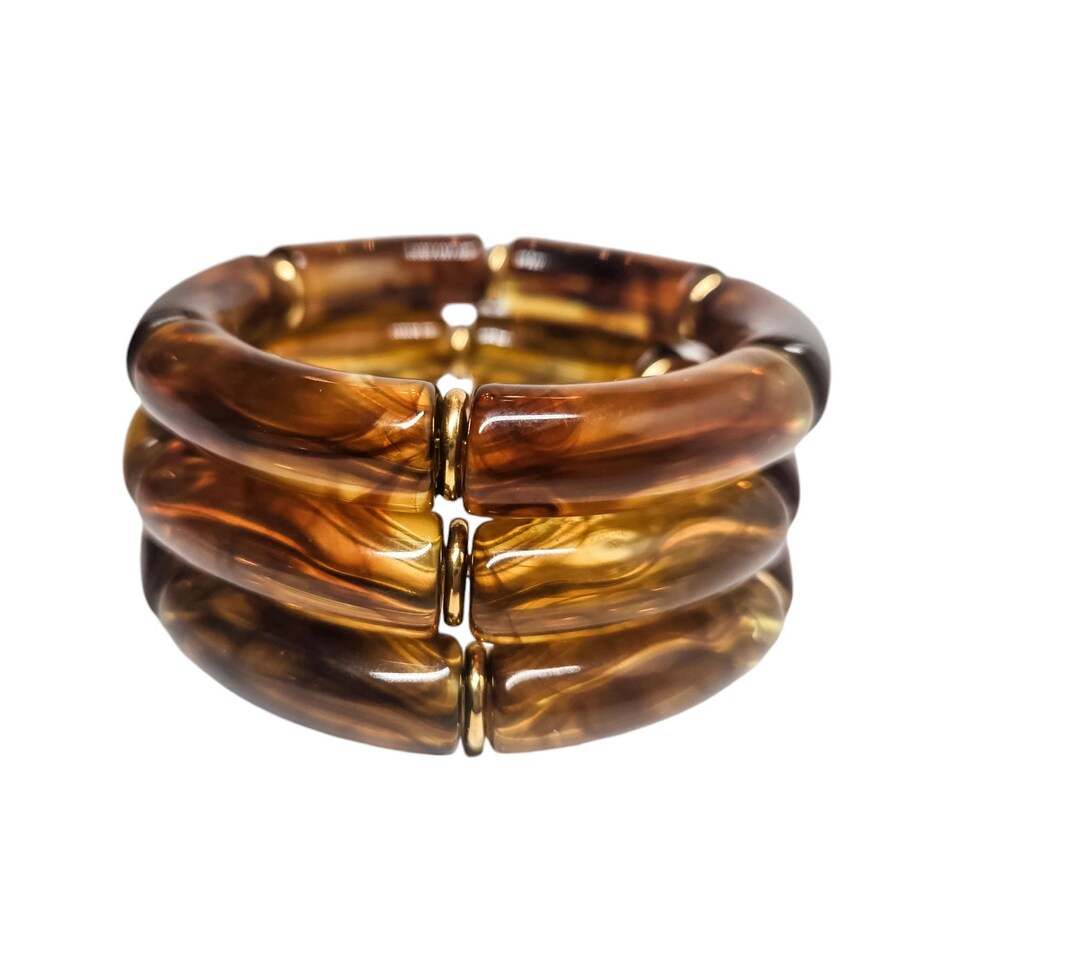 The Let's Linger Over Coffee Tortoise Acrylic Bangle Bracelet Stack in ...
