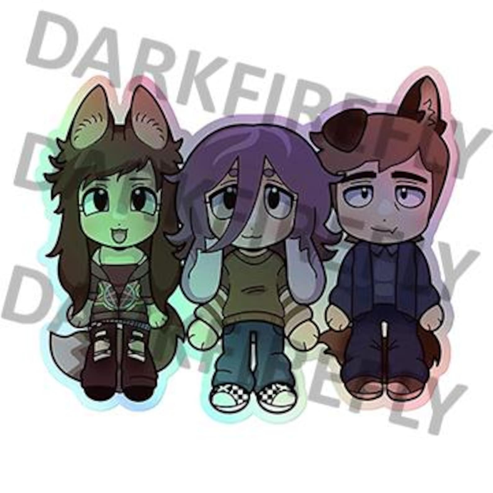 Holographic Clinical Trial Game Sticker: Angel Bunny, Adri Fox, Lee Dog ...