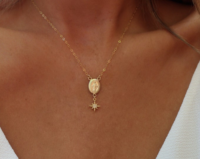 Virgin Mary Necklace Rosary Necklace Blessed Mother | Etsy