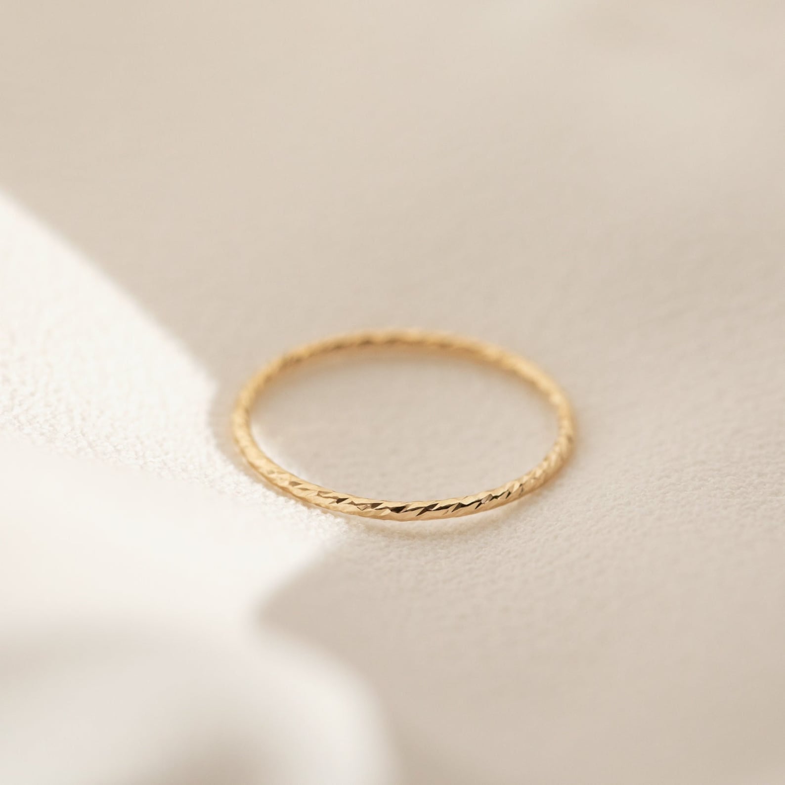 Sparkle Stacking Ring Textured Gold Ring Thin Gold Ring - Etsy