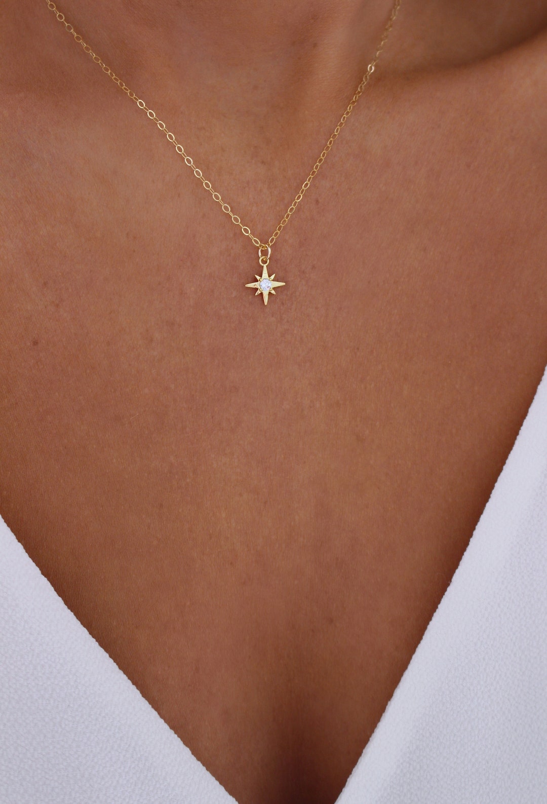 Tiny Gold Star Necklace Mini Star Necklace Dainty - Etsy