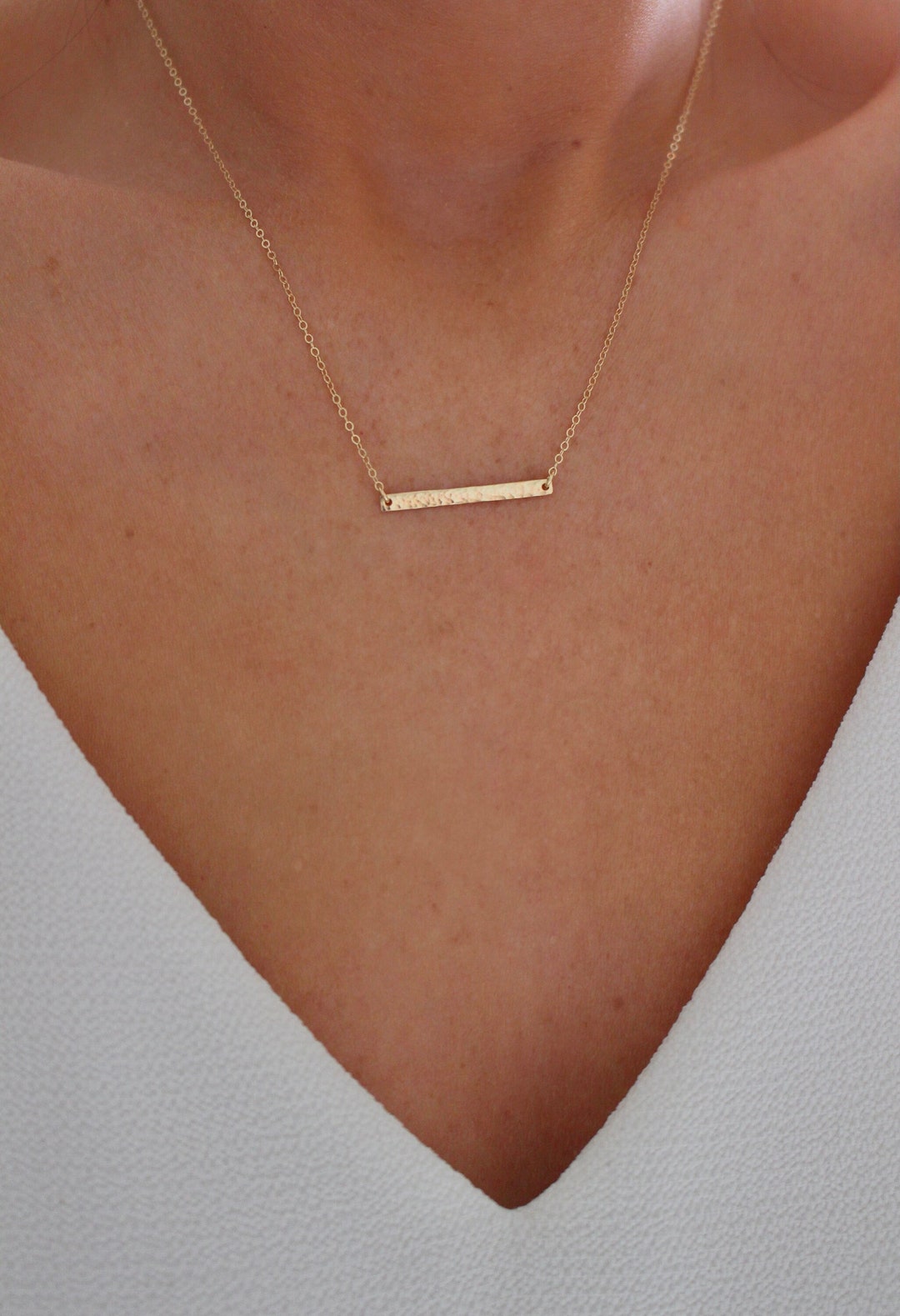 Gold Bar Necklace | Minimal Bar Necklace | Simple Gold Necklace ...