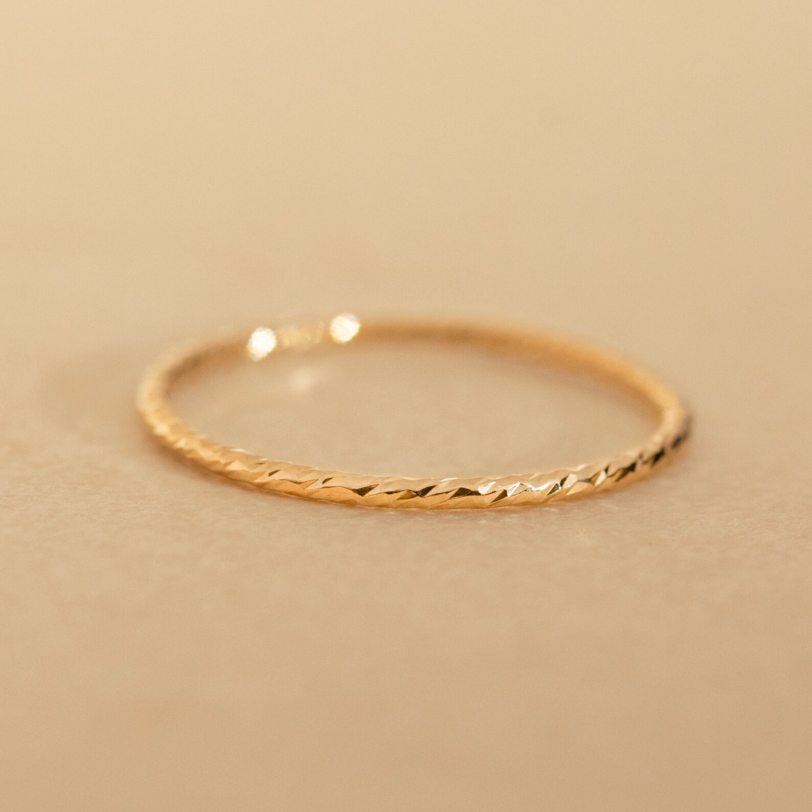 Sparkle Stacking Ring Textured Gold Ring Thin Gold Ring - Etsy