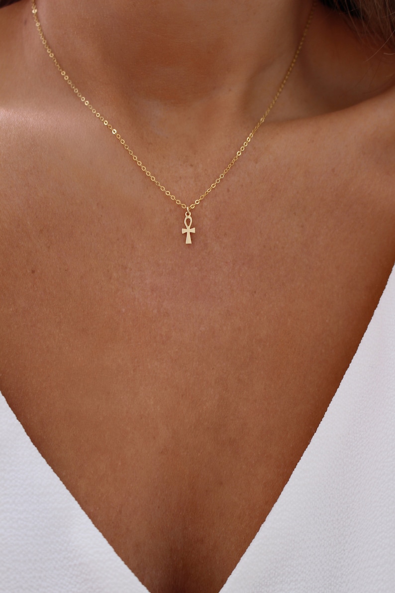 Tiny Ankh Necklace | Gold Ankh Necklace | Egyptian Symbol | Ankh Charm ...