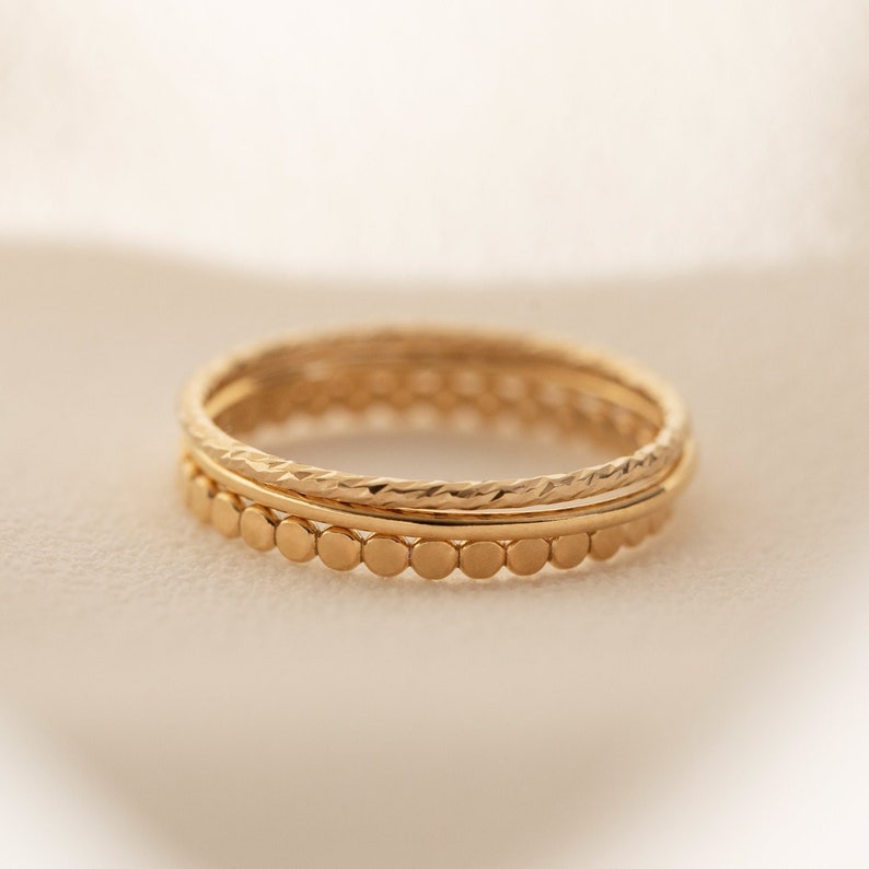 Set of Three: Sparkle Stacking Ring, Simple Stacking Ring, Beaded ...