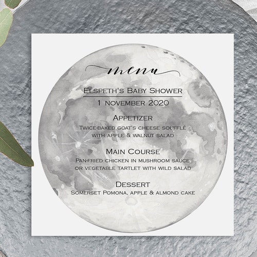 Moon Menu Editable Moon Menu Full Moon Party Celestial - Etsy
