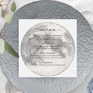 Moon Menu | Editable Moon Menu | Full Moon Party | Celestial Menu ...
