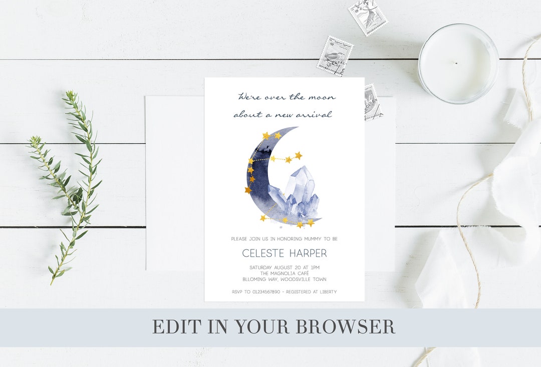 Moon Baby Shower Invitation | Constellation Baby Shower | Celestial ...