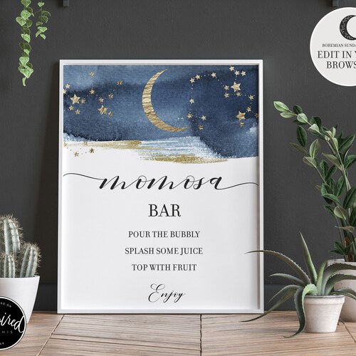 Celestial Momosa Bar Sign Moon Prosecco Bar Sign Celestial - Etsy
