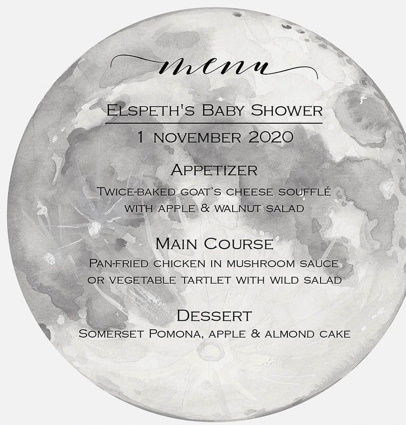 Moon Menu Editable Moon Menu Full Moon Party Celestial - Etsy