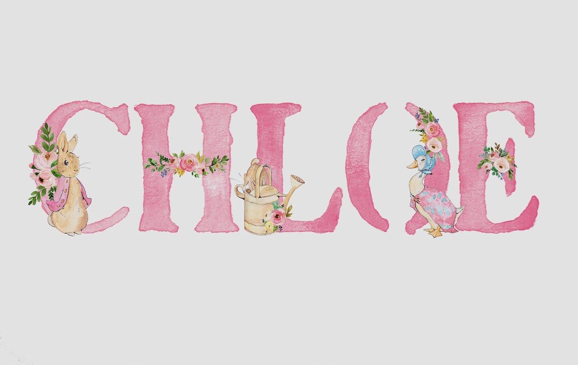 Pink Peter Rabbit Nursery Printable Personalised Peter - Etsy