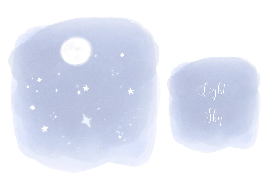Watercolour Night Sky Clipart Moon Stars Celestial Watercolor - Etsy