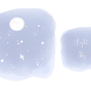 Watercolour Night Sky Clipart Moon Stars Celestial Watercolor Pastel ...