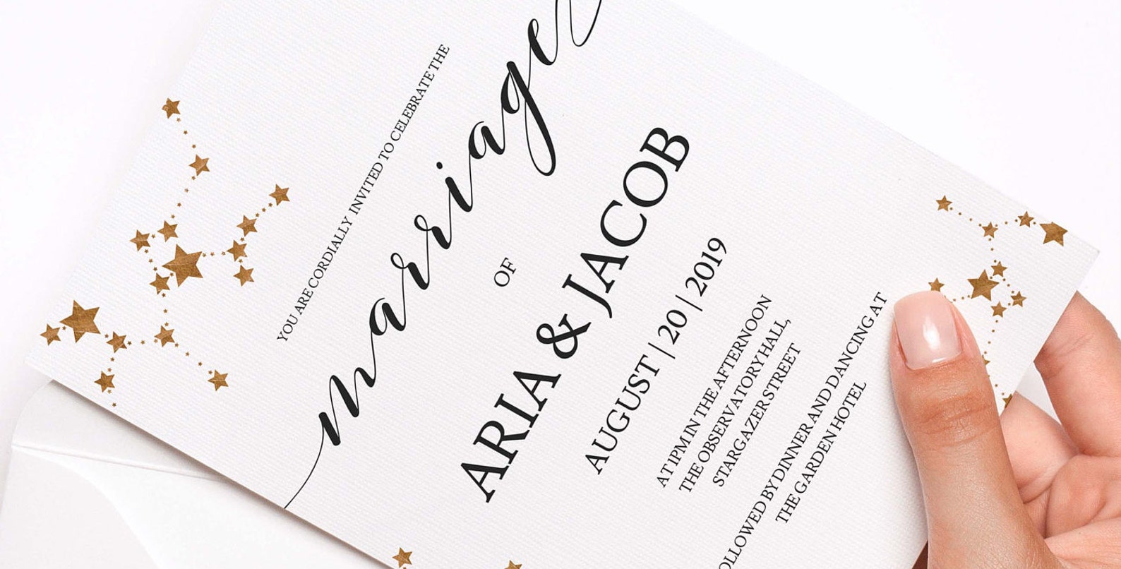 Celestial Wedding Invitation | Gold Stars Invitation | Constellation ...