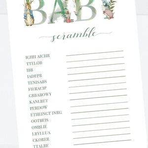 Peter Rabbit Baby Scramble | Peter Rabbit Baby Shower Game | INSTANT ...
