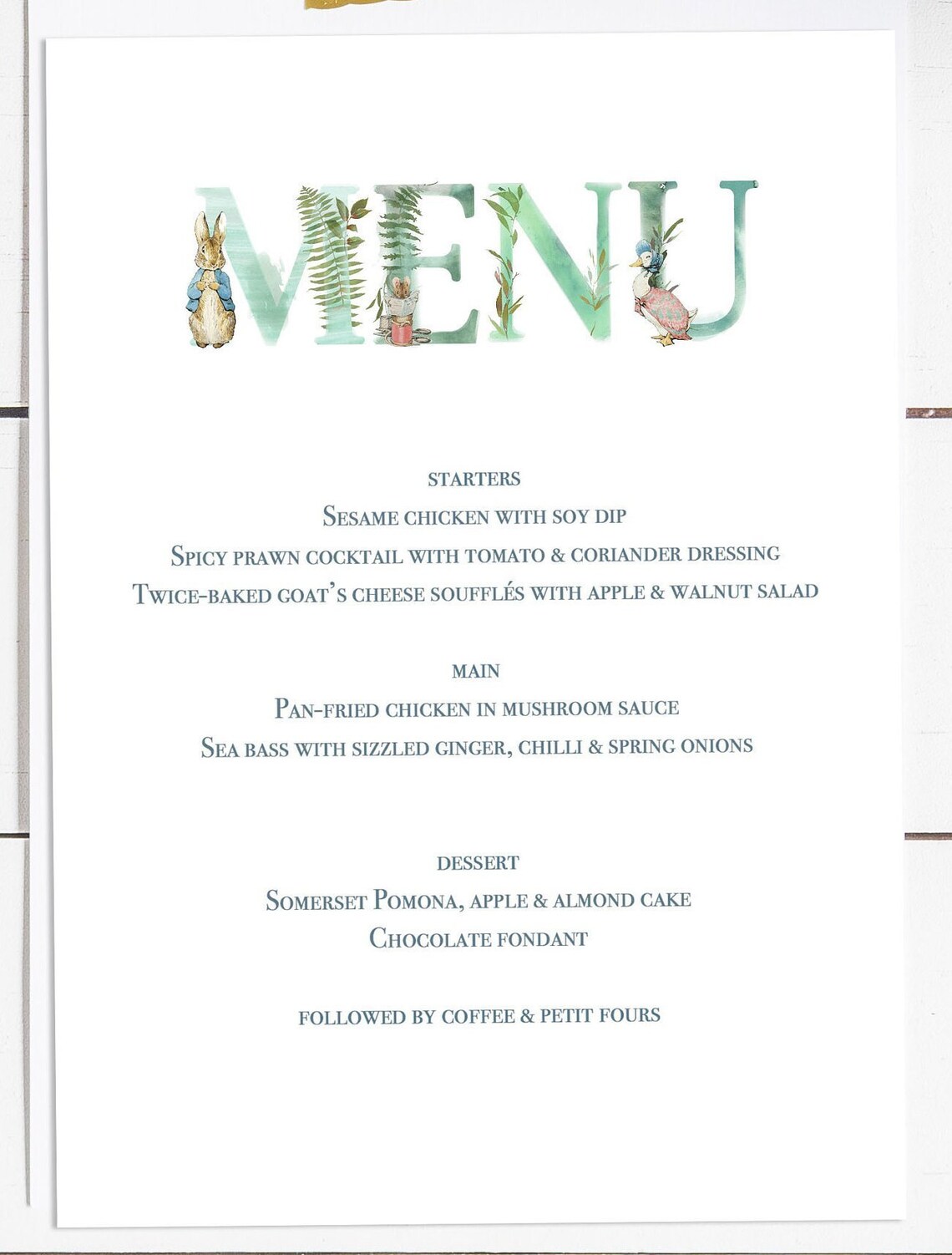 Peter Rabbit Party Menu Peter Rabbit Birthday Rabbit Baby - Etsy UK