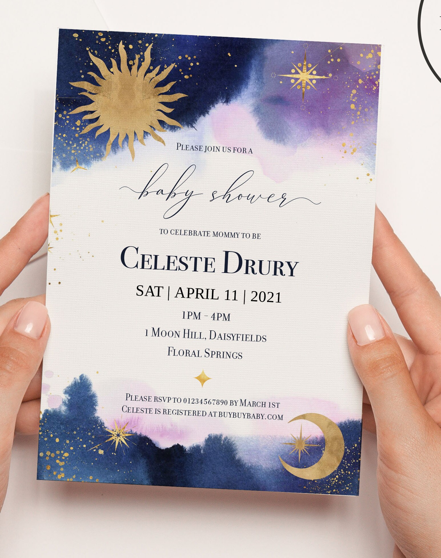 Celestial Baby Shower Invitation Sun and Moon Baby Shower | Etsy