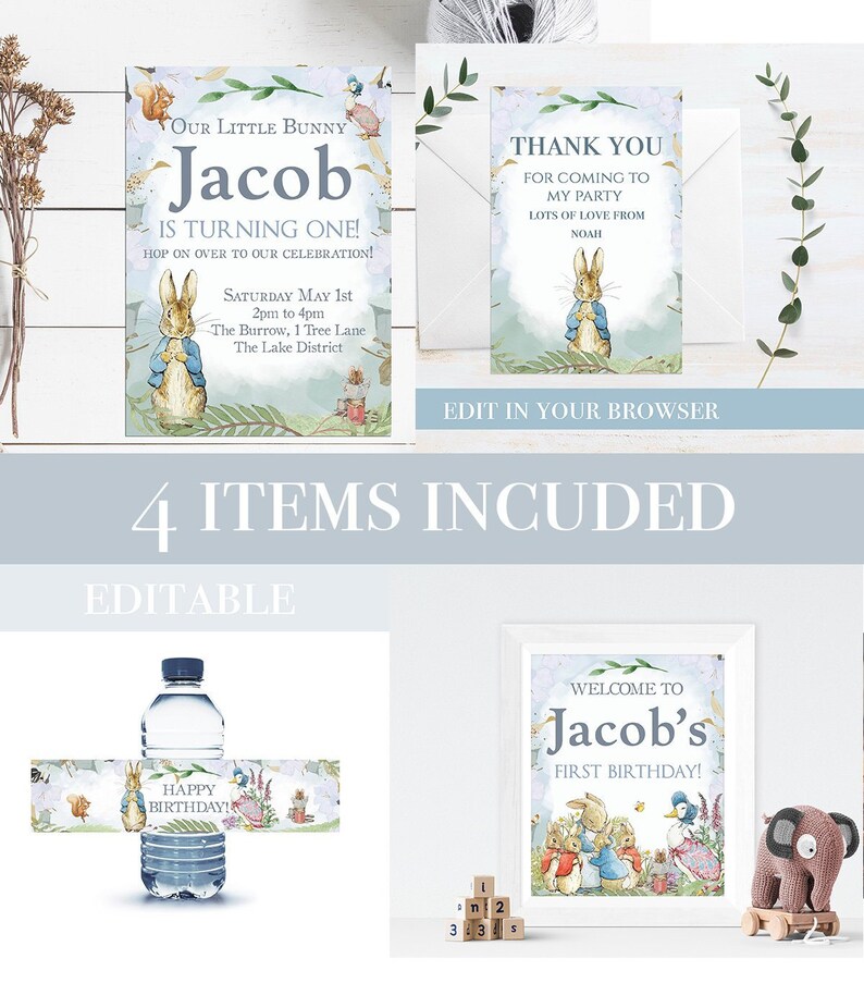 Peter Rabbit Invitation Party SET Peter Rabbit Invitation - Etsy UK