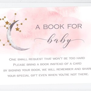 Pink Celestial Baby Shower Book Request | Pink Moon Books for Baby ...